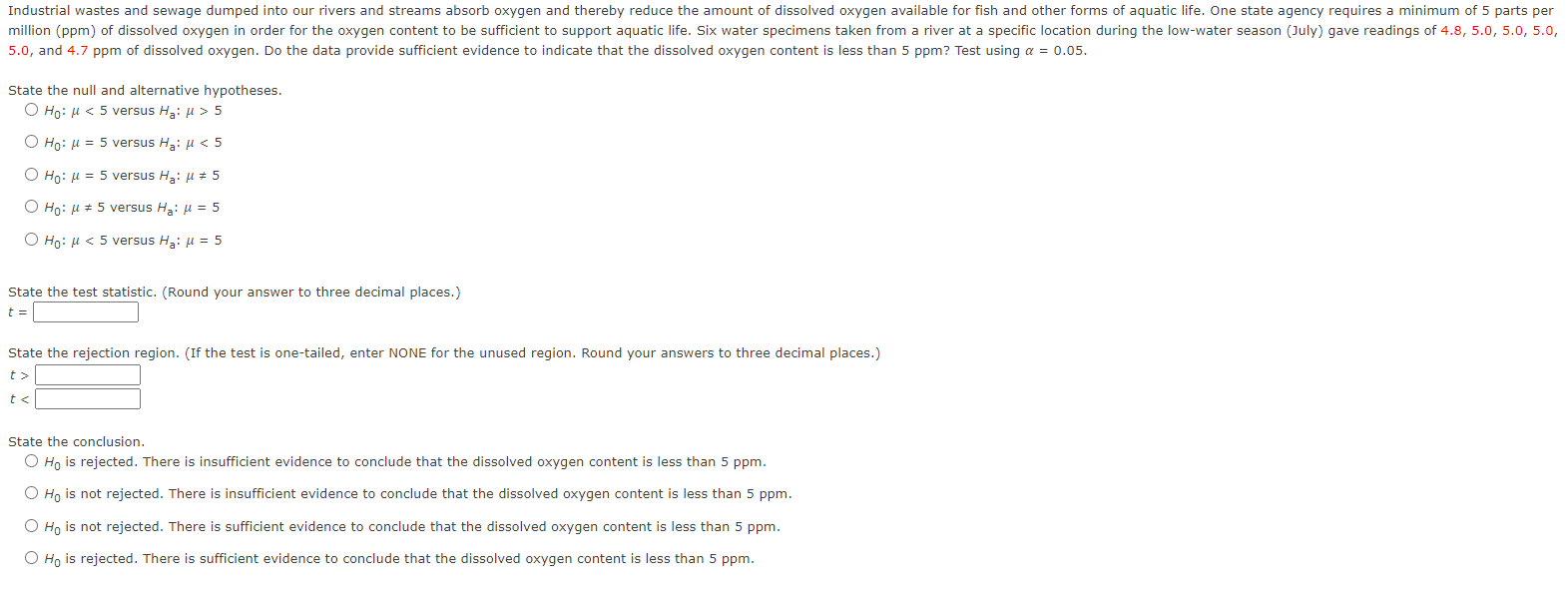 Solved State the null and alternative hypotheses.H0:μ