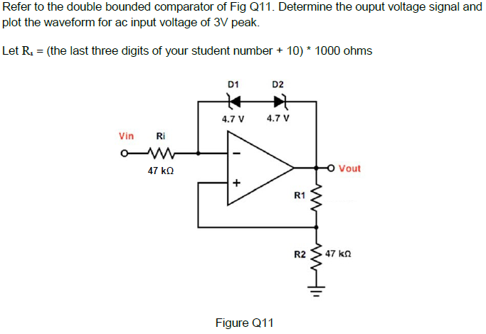 Solved Refer to the double bounded comparator of Fig Q11. | Chegg.com