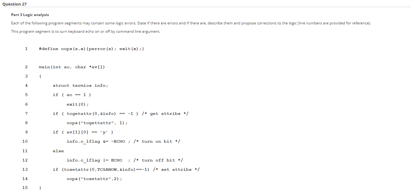 Solved Question 27 Part 3 Logic analysis Each of the | Chegg.com
