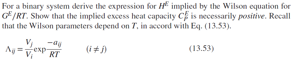 Solved For a binary system derive the expression for HE | Chegg.com