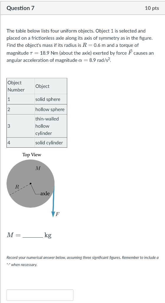 Solved Question 7 10 pts The table below lists four uniform | Chegg.com