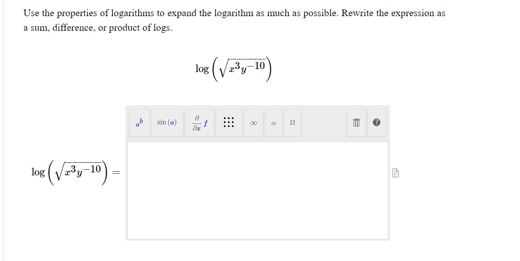Solved Use the properties of logarithms to expand the | Chegg.com