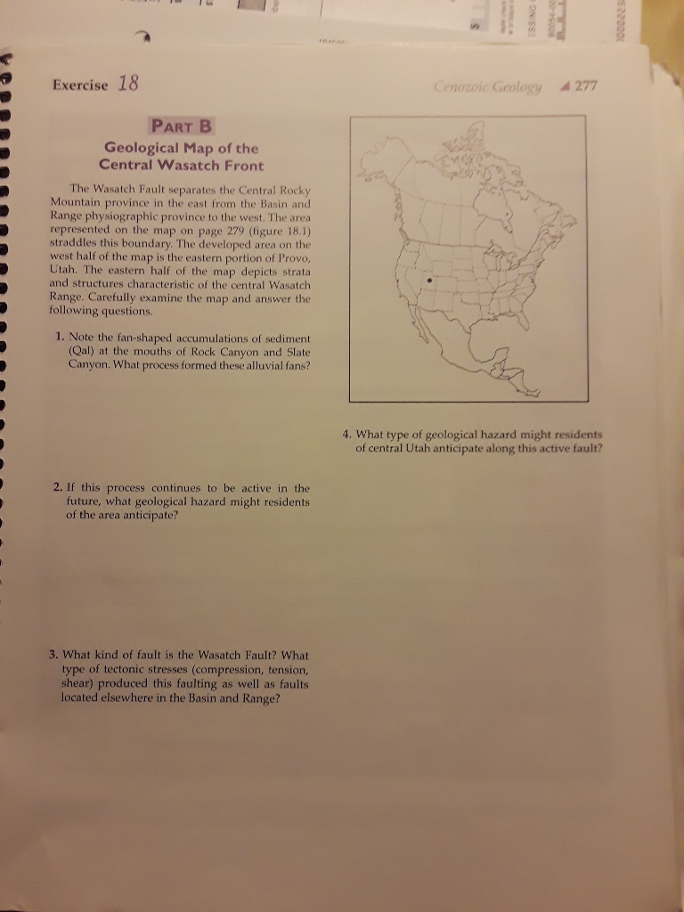 Solved 1000225 Exercise 18 Cenozoic Geology 277 PART B | Chegg.com