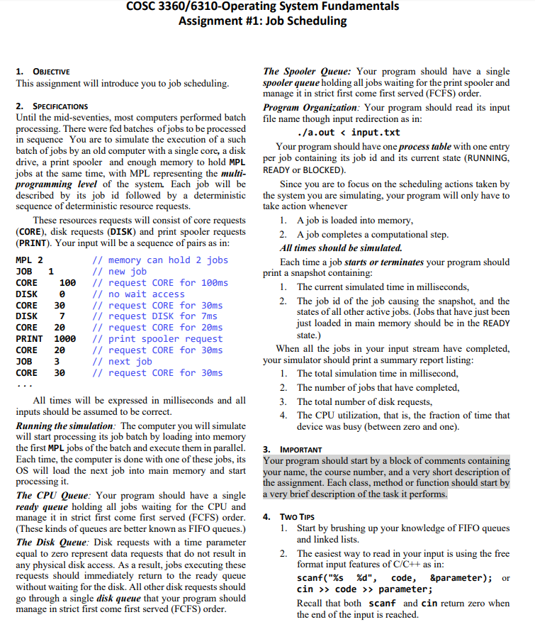 COSC 3360/6310-Operating System Fundamentals | Chegg.com