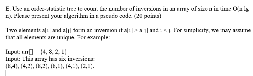 Solved E. Use an order-statistic tree to count the number of | Chegg.com