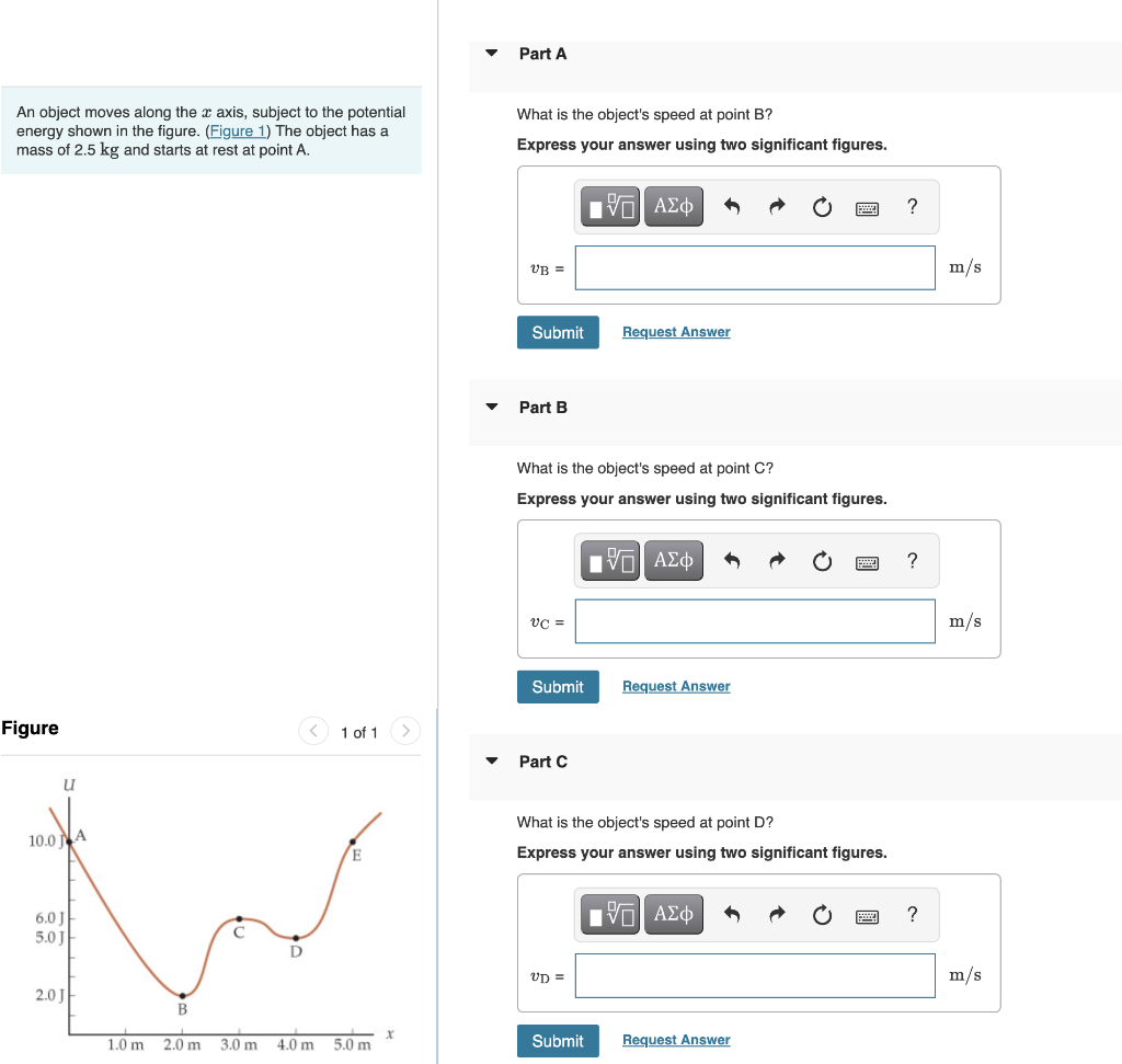 Solved An object moves along the x axis, subject to the | Chegg.com