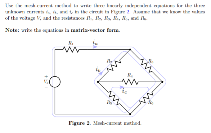 Solved Use the mesh-current method to write three linearly | Chegg.com
