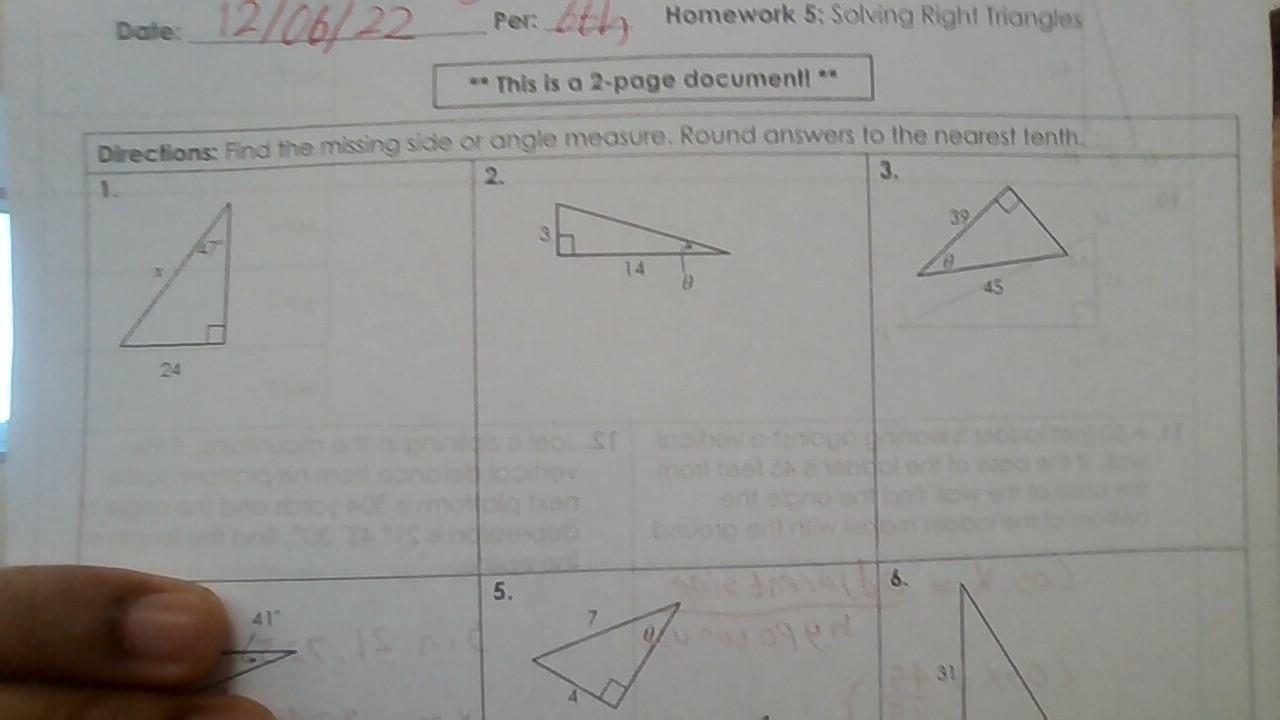 Solved Find the missing side or angle measure. Round answers | Chegg.com