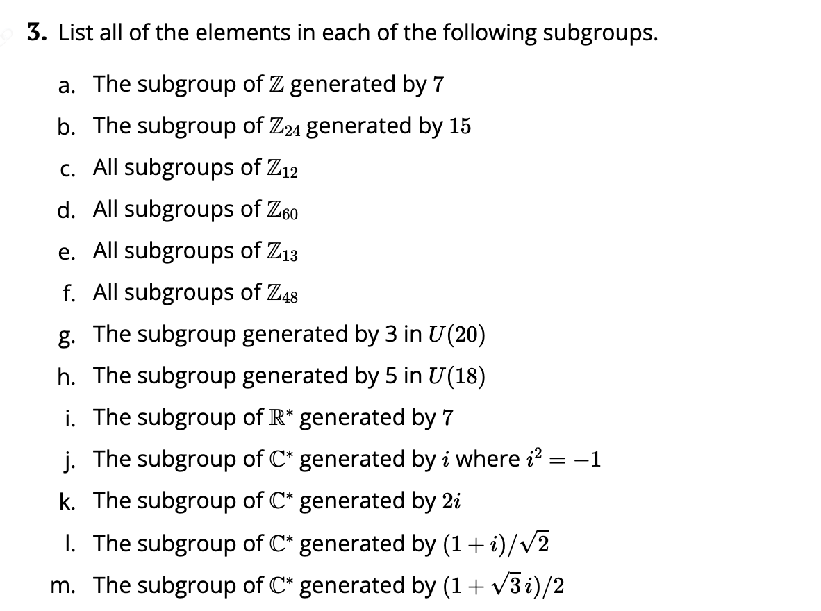 Solved 3. List all of the elements in each of the following | Chegg.com