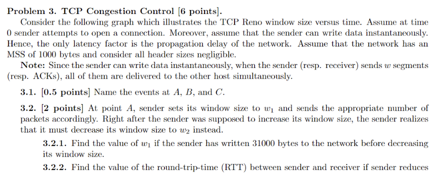 Solved Problem 3. TCP Congestion Control [6 points]. | Chegg.com