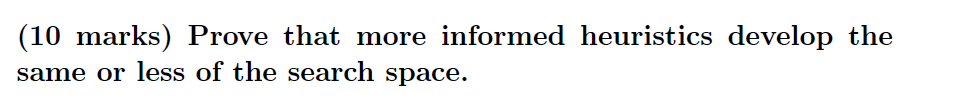 Solved (10 marks) Prove that more informed heuristics | Chegg.com