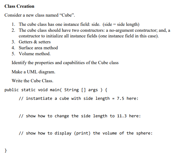 Solved Class Creation Consider a new class named “Cube”. 1. | Chegg.com