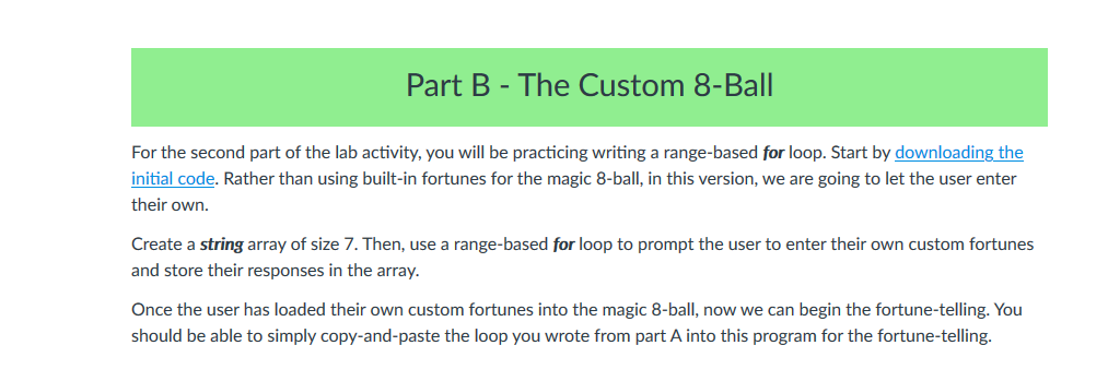 Part A - The Magic 8-Ball For the first part of the | Chegg.com
