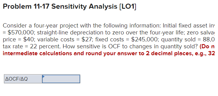 Solved Problem 11-17 Sensitivity Analysis [lo1] Consider A 