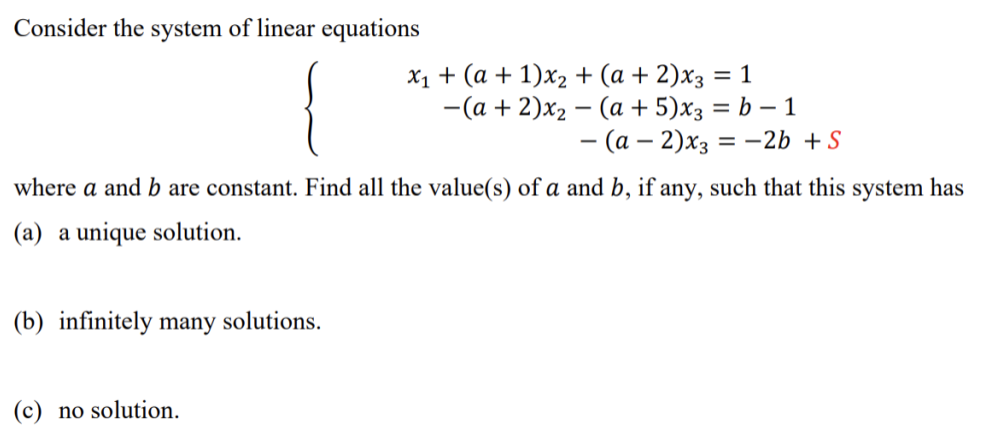 Solved Consider the system of linear equations | Chegg.com