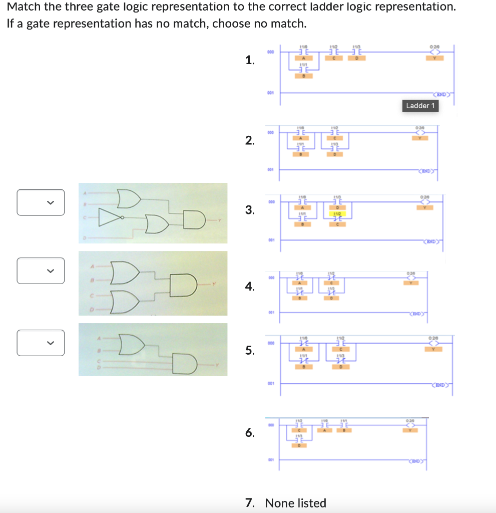 Match the three gate logic representation to the | Chegg.com
