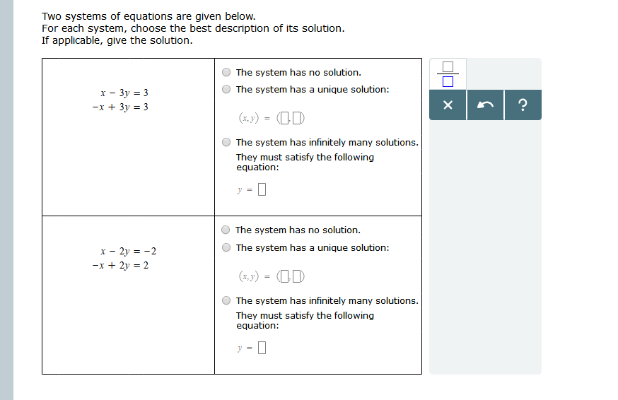 Solved Two systems of equations are given below For each | Chegg.com