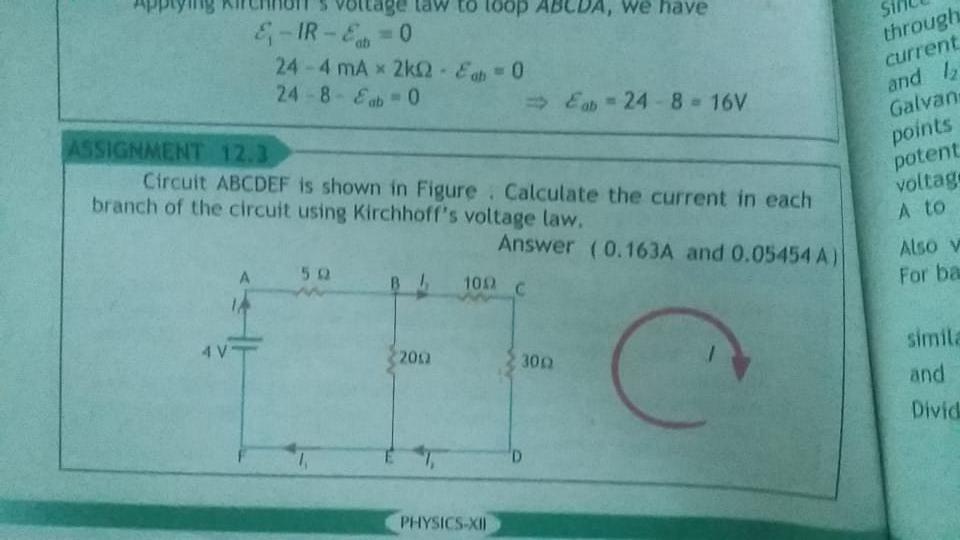 Solved tage taw to loop ABCDA, we have & IR-Eat = 0 24 - 4 | Chegg.com