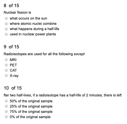 Solved 8 of 15 Nuclear fission is what occurs on the sun | Chegg.com