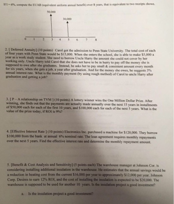 Solved I fl» 6% con pute the EUAB (equivalent uniform annual | Chegg.com