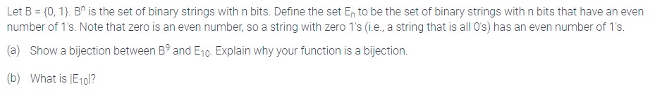 Solved Let B = {0, 1}. Bh is the set of binary strings with | Chegg.com