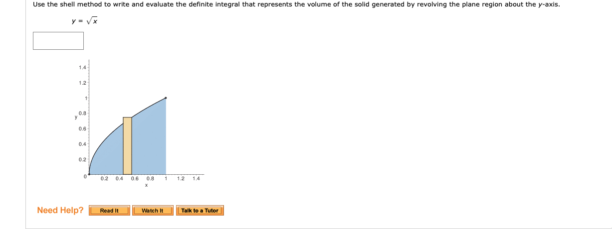 Solved Use the shell method to write and evaluate the | Chegg.com