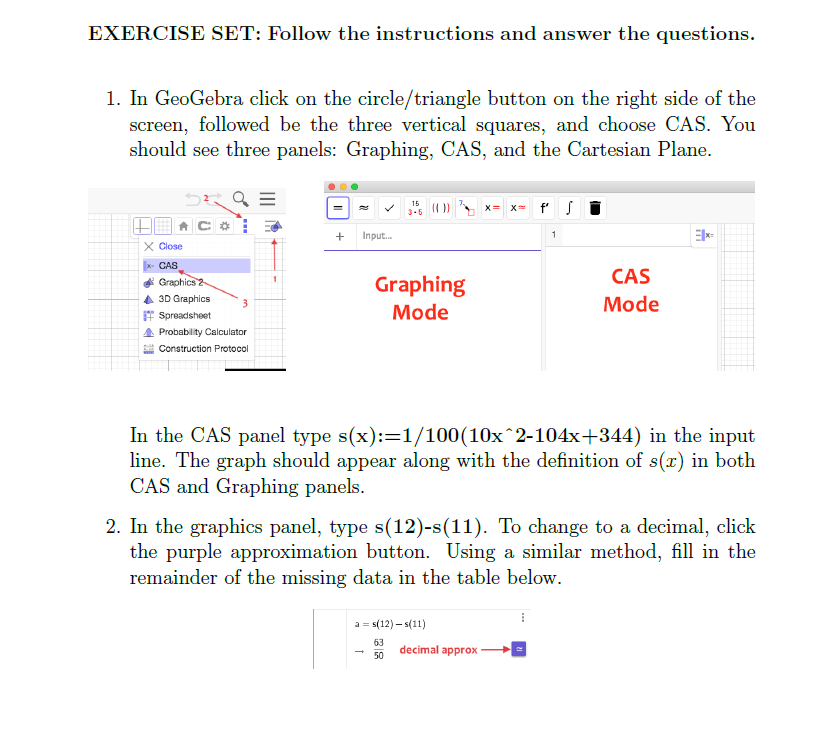 Solved EXERCISE SET: Follow the instructions and answer the | Chegg.com