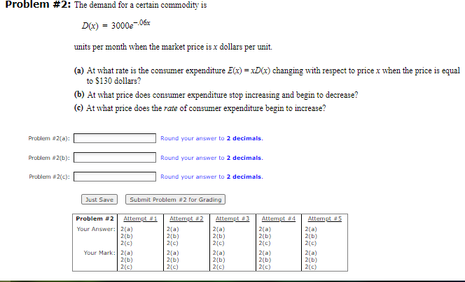 Solved Problem #2: The demand for a certain commodity is | Chegg.com