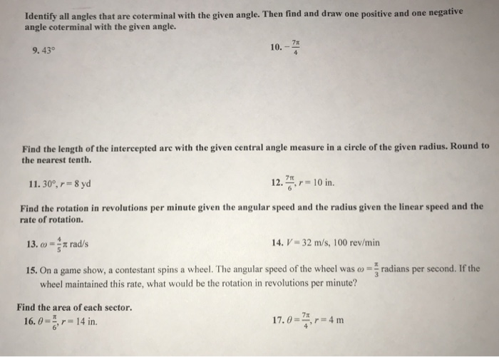 Solved Identify all angles that are coterminal with the | Chegg.com