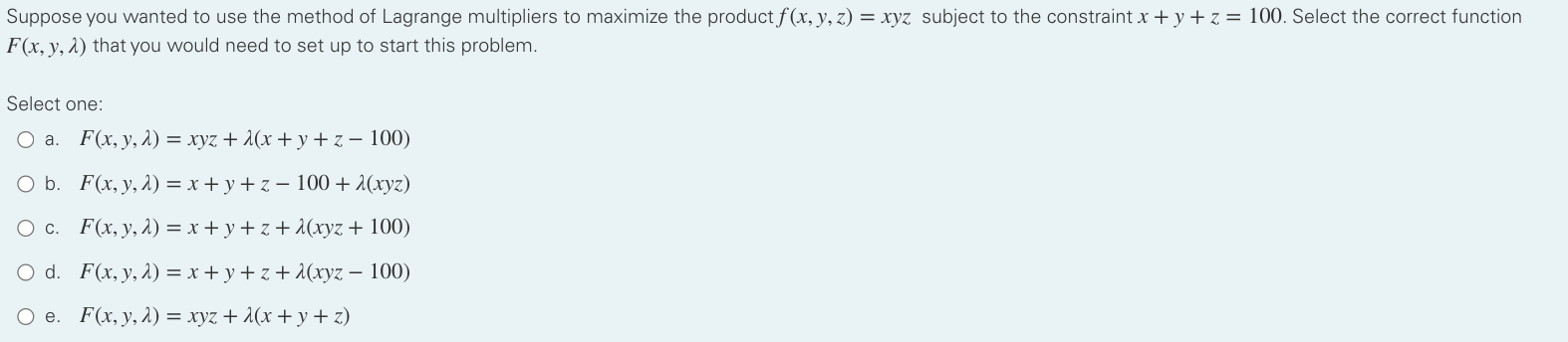 Solved Suppose you wanted to use the method of Lagrange | Chegg.com