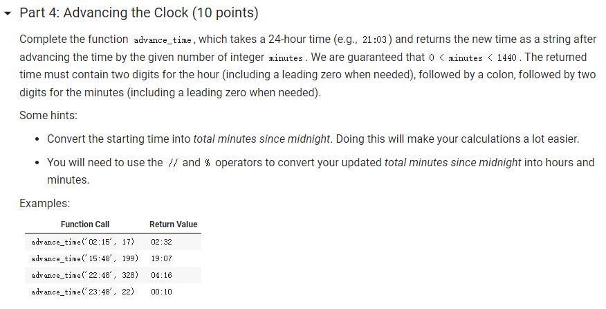 Solved Part 4: Advancing the Clock ( 10 points) Complete the | Chegg.com Solved Part 4: Advancing the Clock ( 10 points) Complete the | Chegg.com