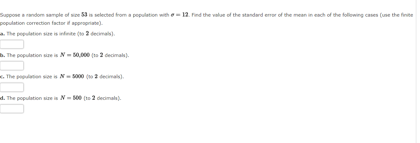 Solved Suppose a random sample of size 53 is selected from a | Chegg.com