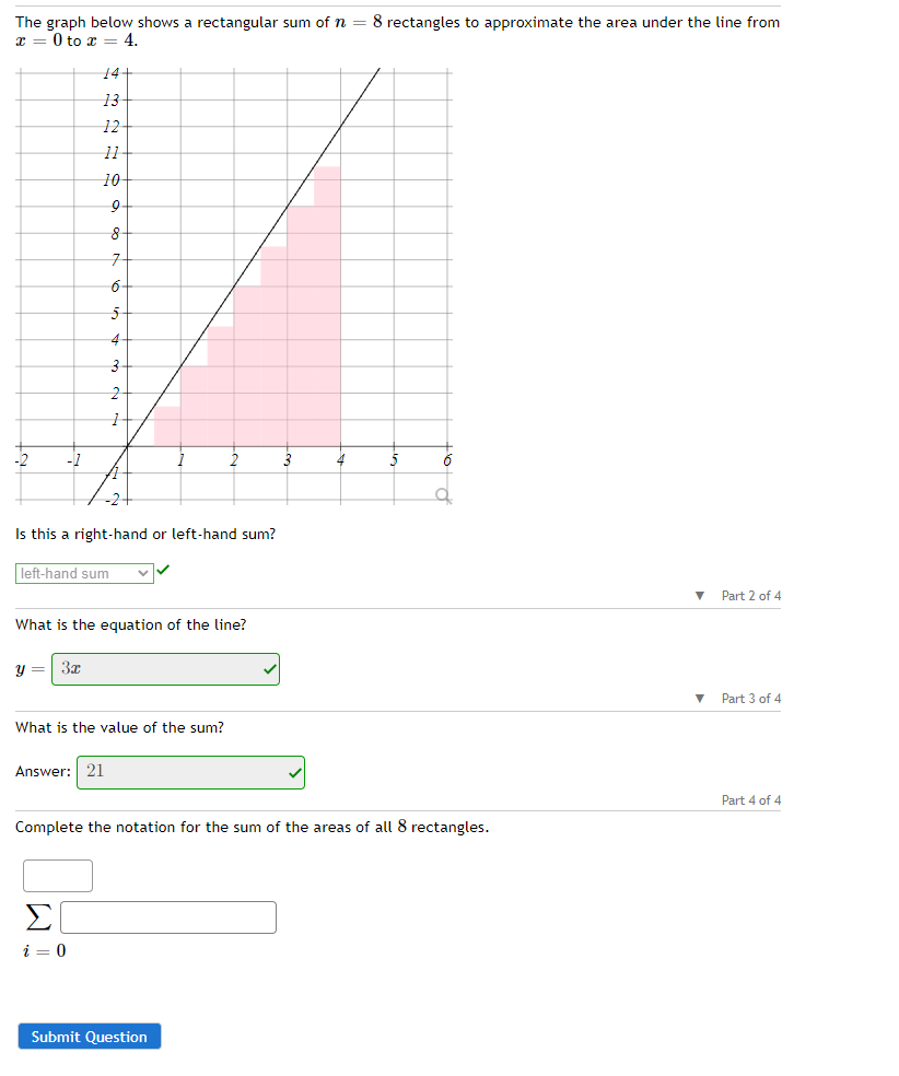 Solved The graph below shows a rectangular sum of n=8 | Chegg.com
