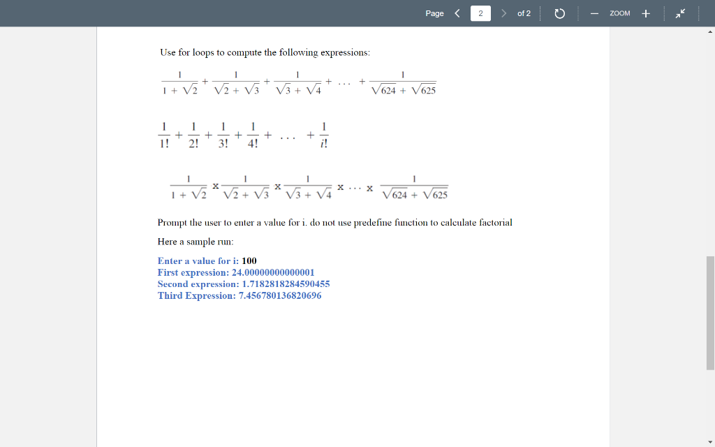 Solved Use For Loops To Compute The Following Expressions 