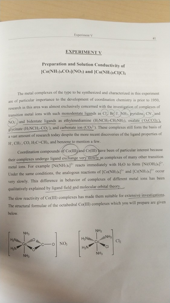 Preparation of Co(NH3)4(CO3)JNO3 and (CO(NH3)SCICI | Chegg.com