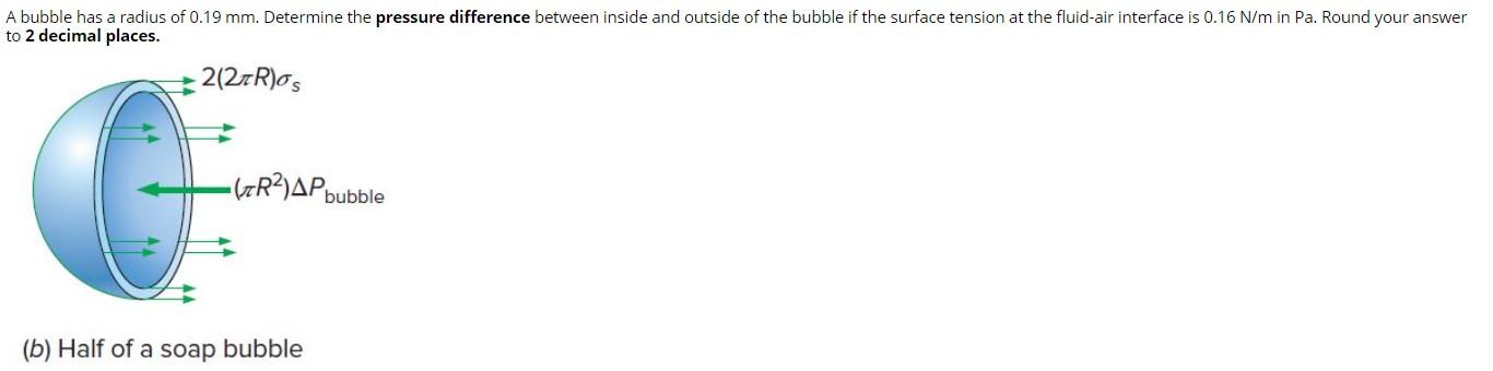 Solved A bubble has a radius of 0.19 mm. Determine the | Chegg.com