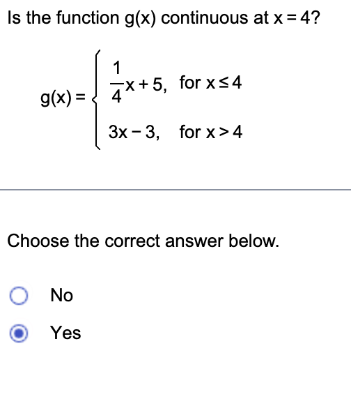 Solved Is the function g(x) ﻿continuous at | Chegg.com