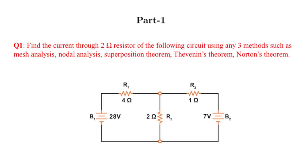 Solved Q1: Find the current through 2Ω resistor of the | Chegg.com