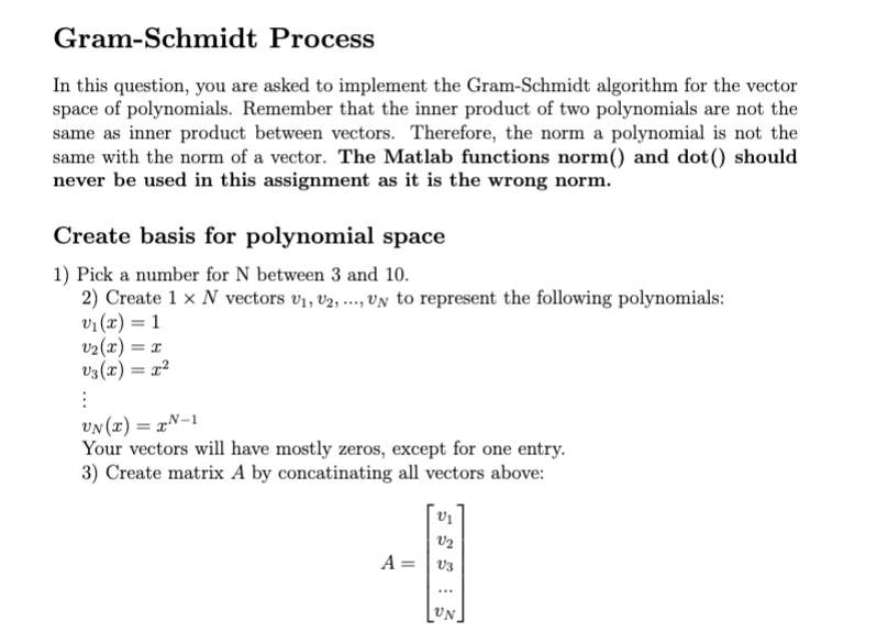 Solved USe comp sci expertGram-Schmidt ProcessIn ﻿this | Chegg.com