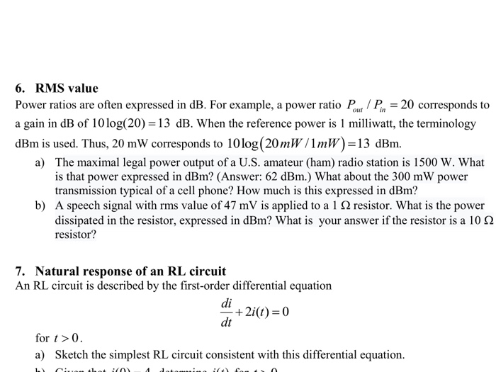 Solved Power ratios are often expressed in dB. For example, | Chegg.com