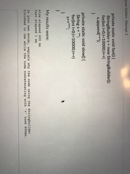 Solved I ran the following code to compare the execution | Chegg.com