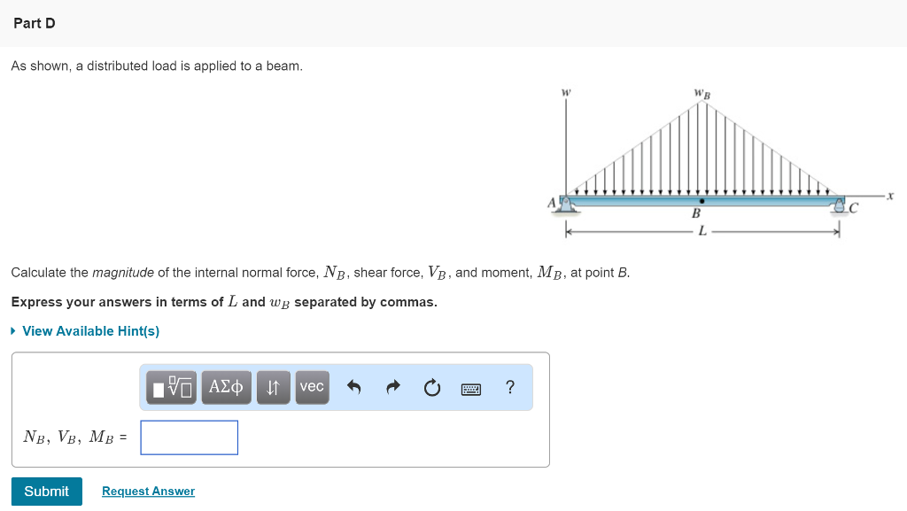 Solved Part DAs shown, a distributed load is applied to a | Chegg.com