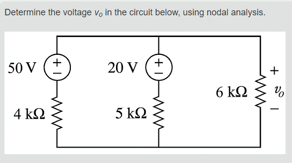 Solved Determine the voltage v0 ﻿in the circuit below, using | Chegg.com