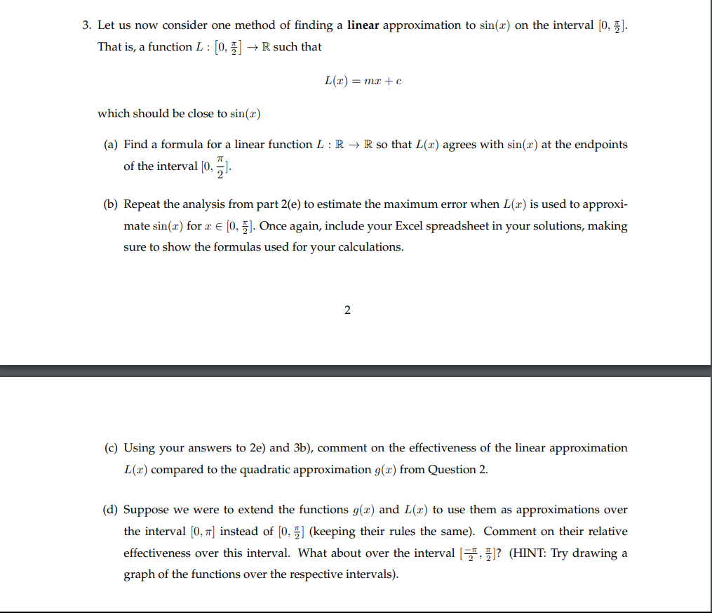 Solved 3. Let us now consider one method of finding a linear | Chegg.com