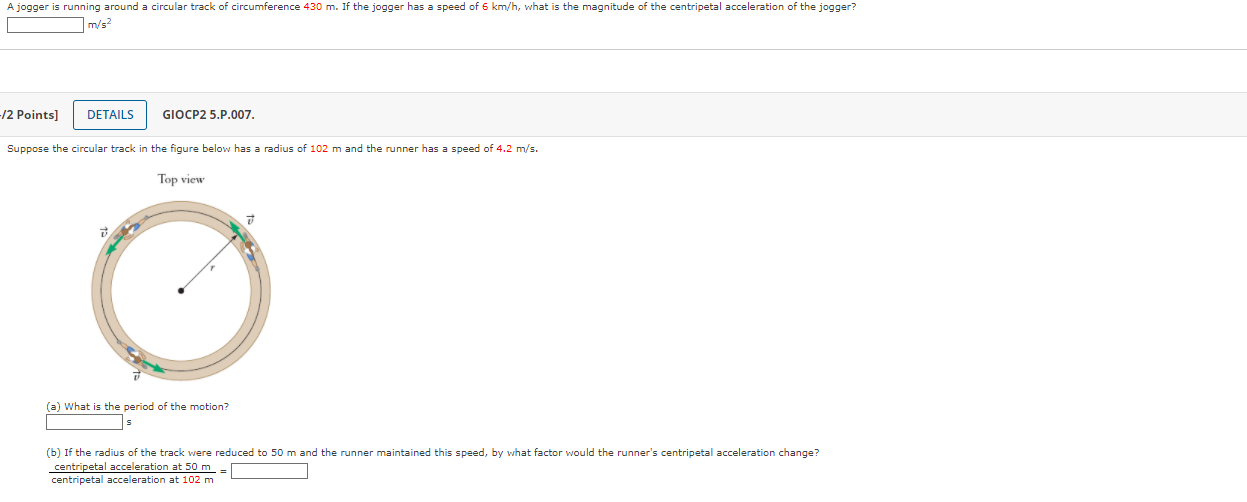 Solved A jogger is running around a circular track of | Chegg.com