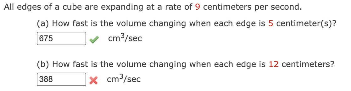 Solved All edges of a cube are expanding at a rate of 9 | Chegg.com