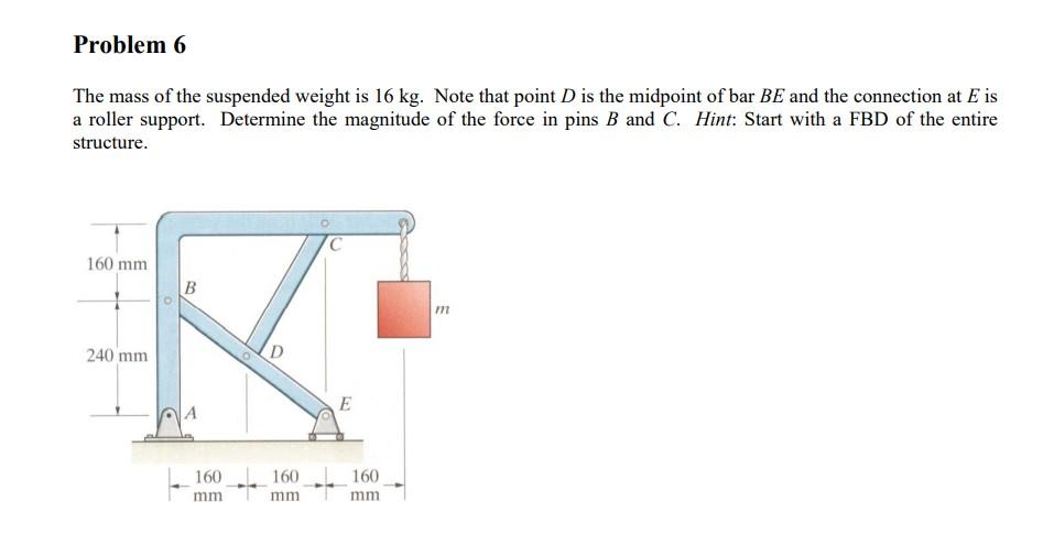 Solved The mass of the suspended weight is 16 kg. Note that | Chegg.com
