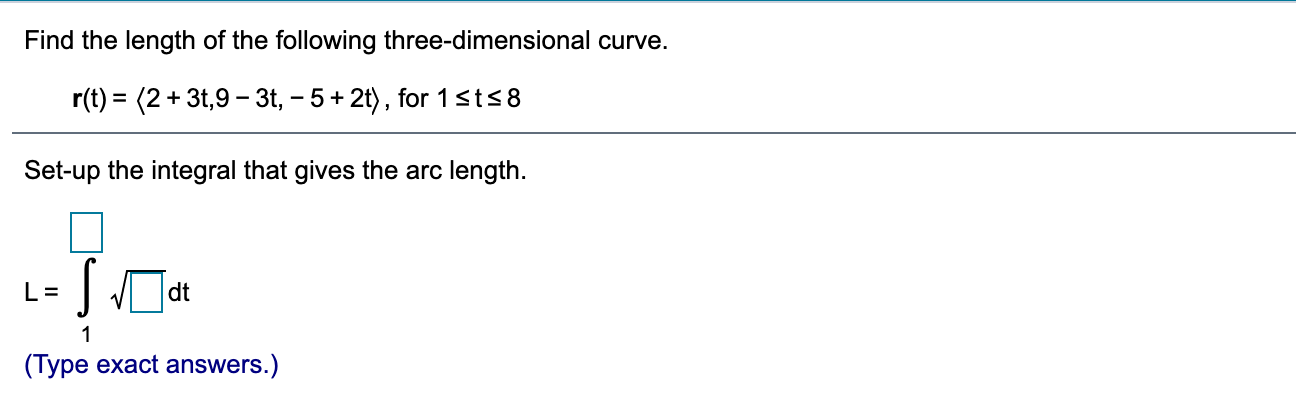 Solved Find the length of the following three-dimensional | Chegg.com