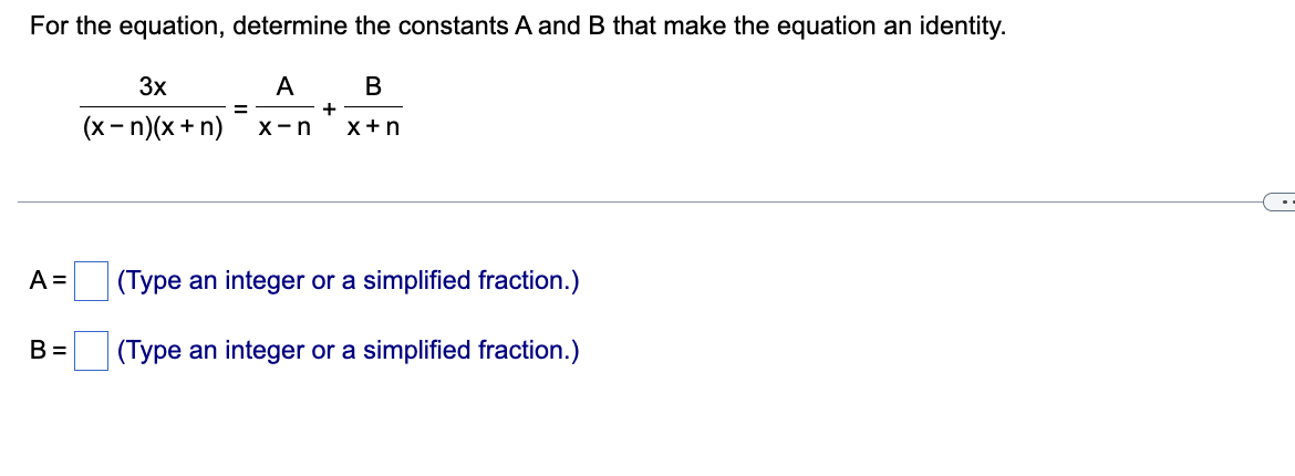 Solved For the equation, determine the constants A and B | Chegg.com