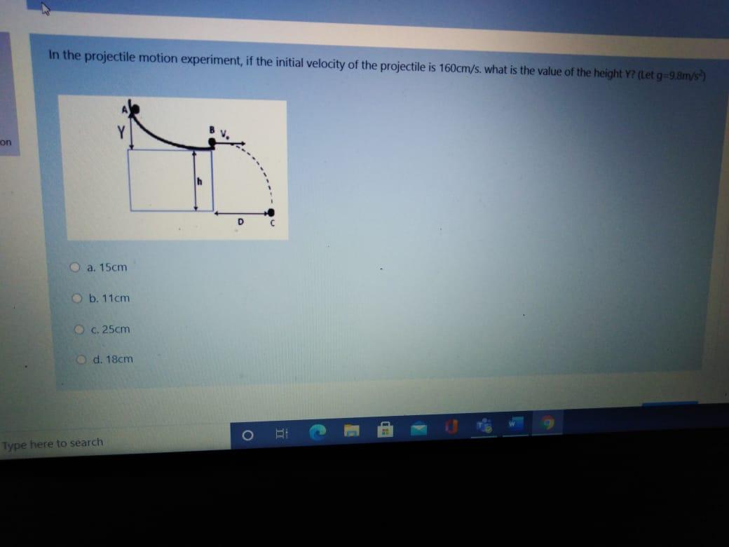 Solved In the projectile motion experiment, if the initial | Chegg.com